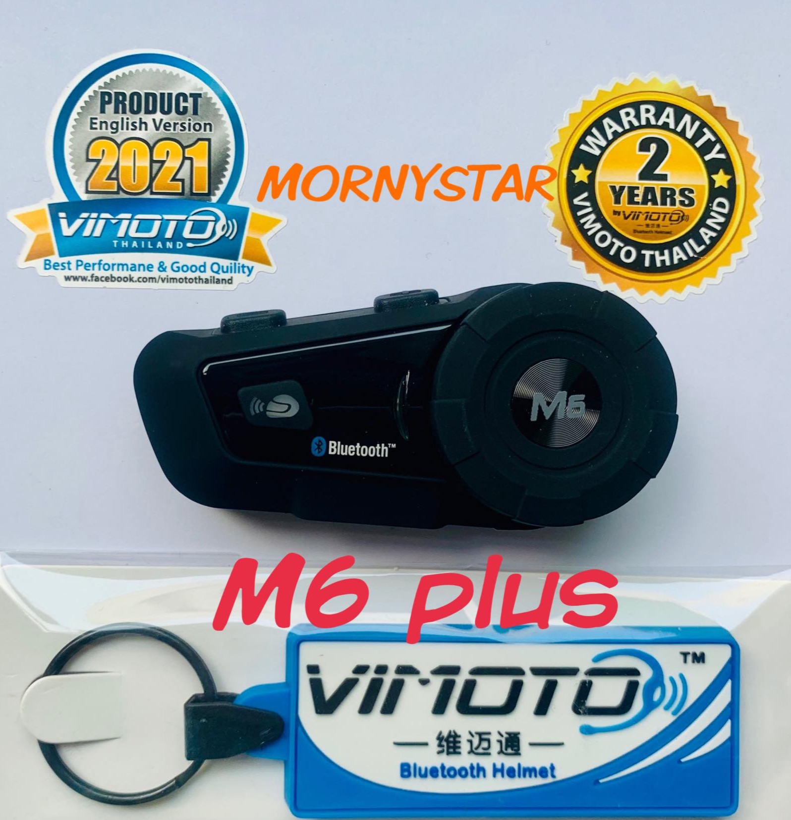 บลูทูธติดหมวกกันน๊อค ประกัน 2 ปี By Vimoto Thailand MornyStar M6 ...