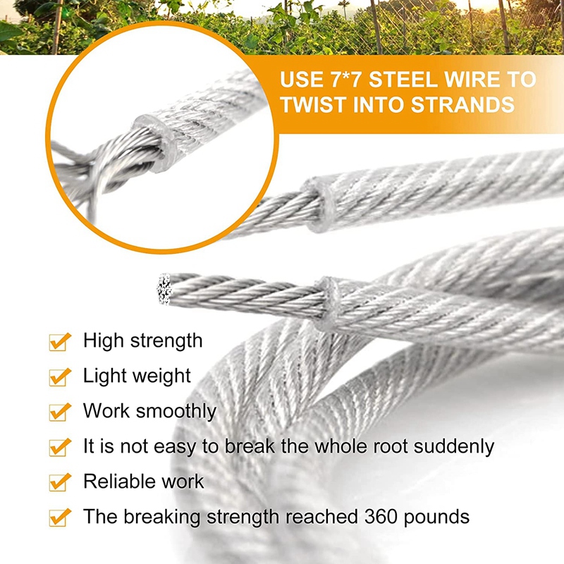 60M Garden Wire Cable Railing String Lights Hanging Kit with Duty ...
