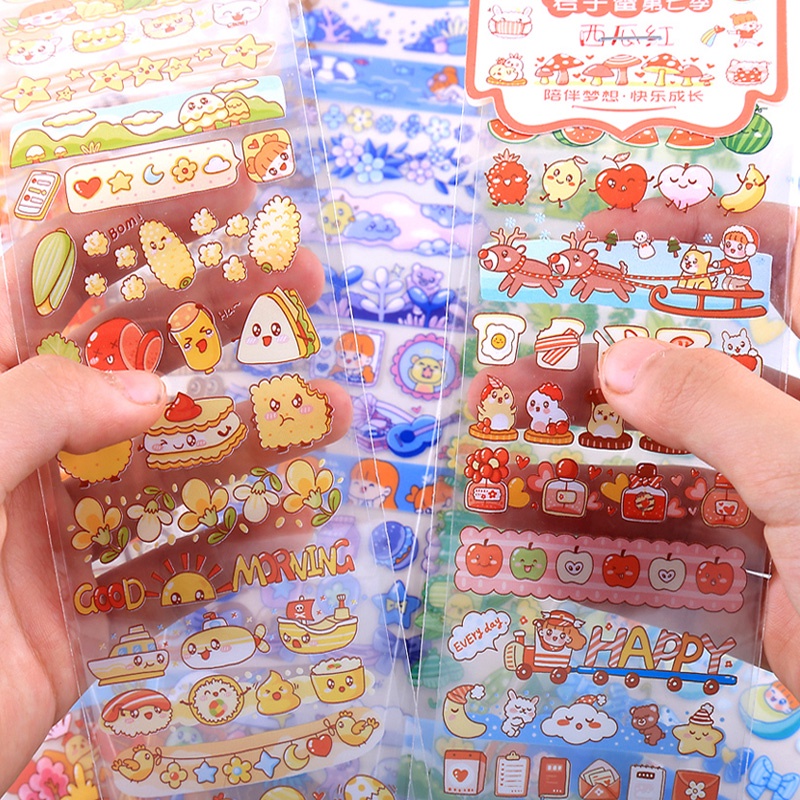 Korean Cartoon Character Long Strip Sticker Girl Diary Decoration ...