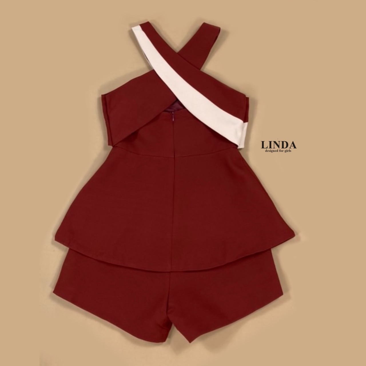 LINDA set เสื้อ กางเกง สีแดงคู่กางเกงขาสั้น #434 - lookbook_an2 - ThaiPick