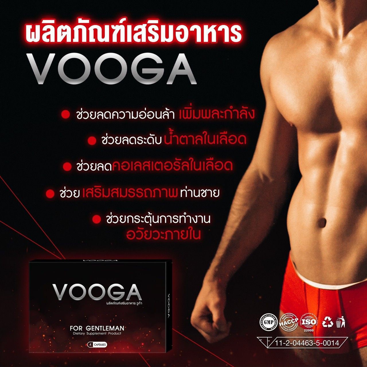 VOOGA (1กล่อง/4แคปซูป)ผลิตภัณฑ์ เสริม สำหร้บท่านชาย - Wonderful 9 ...