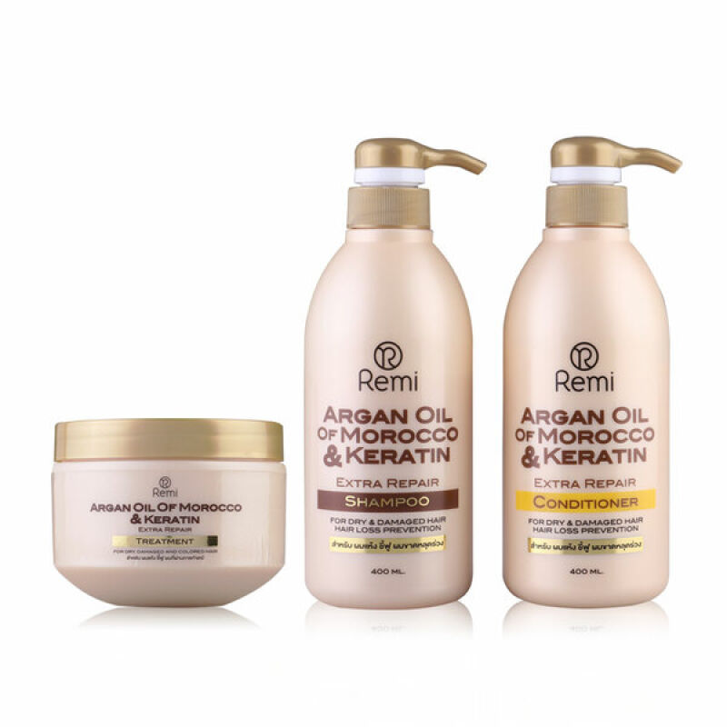 REMI Horse Oil & 7 Herbs Set 2 Items (Shampoo 400ml + Conditioner 400ml ...