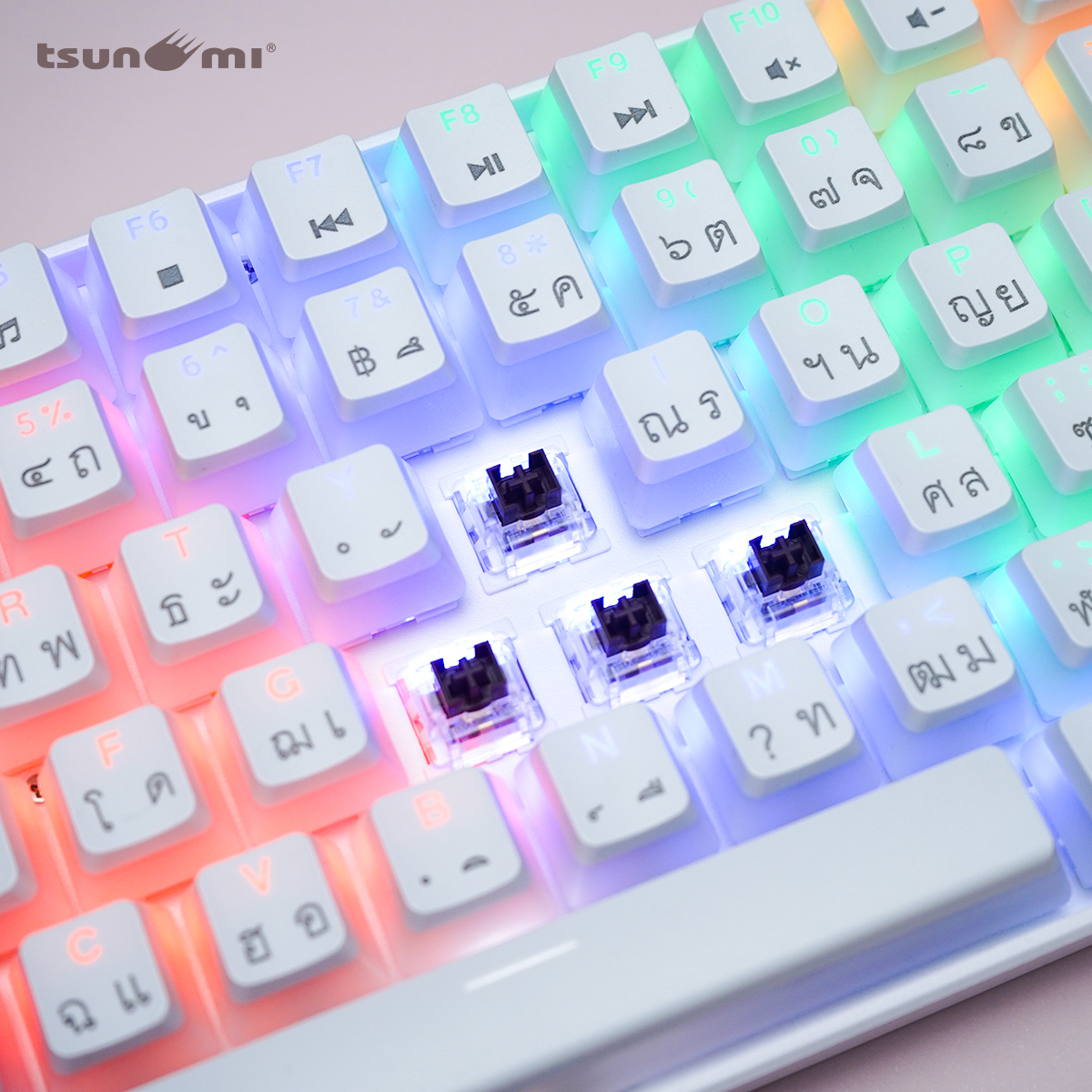 Tsunami MK-100 คีย์บอร์ดเกมมิ่ง คีย์แคปพุดดิ้ง Outemu Switch G7185 ...