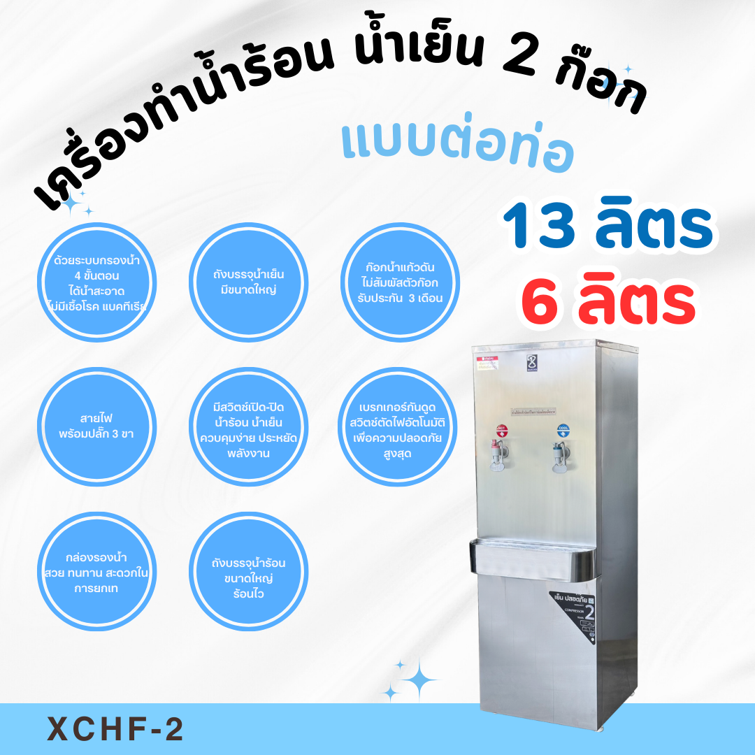 MAXCOOL เครื่องทำนำร้อน น้ำเย็น 2 ก๊อก พร้อมระบบกรองน้ำในตัว สแตนเลส รุ่น MCHF-2 คอมเพรสเซอร์ ...