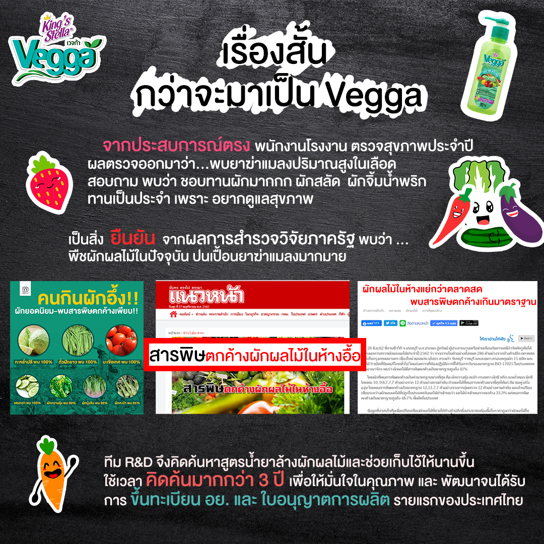 Kings Stella (คิงส์สเตลล่า) Vegga เวจก้า น้ำยาล้างผักผลไม้ สูตรธรรมชาติ ...