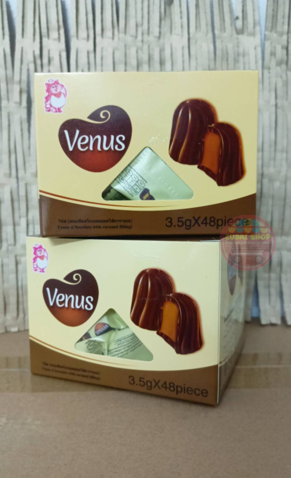 ช็อคโกแลต สอดไส้คาราเมล วีนัส 1กล่อง บรรจุ 48 เม็ด Venus Chocolate with ...