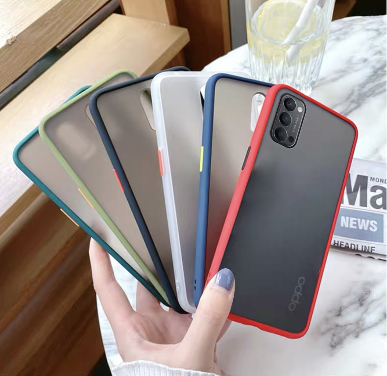 รุ่นใหม่ !!! Case Oppo Reno4 เคสกันกระแทก ปุ่มสีผิวด้าน ขอบนิ่มหลังแข็ง ...