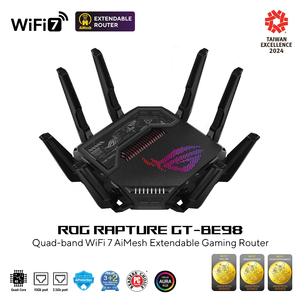 ASUS ROG Rapture GT-BE98 Quad-band WiFi 7 Gaming Router support new ...