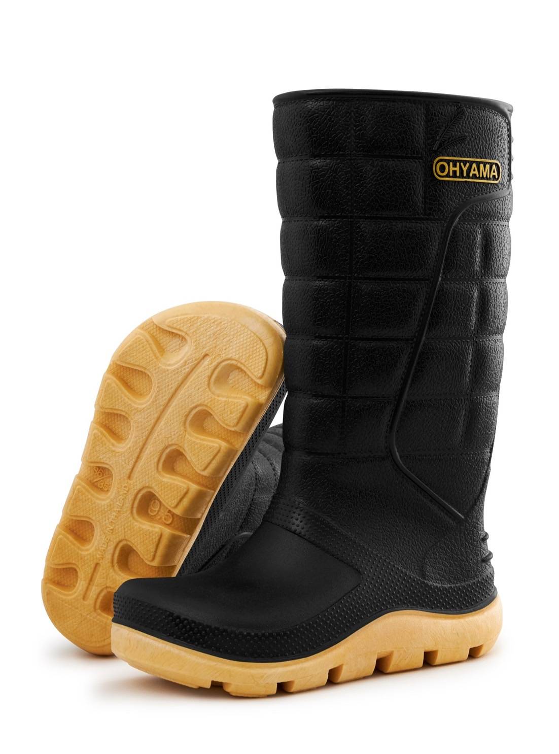 รองเท้าบูท ยางพาราเทียม(PVC เนื้อฟู) ทนทานสูง ขนาด 15นิ้ว OHYAMA รุ่น B-003 (สีดำ) (ใส่ได้ทั้ง ...