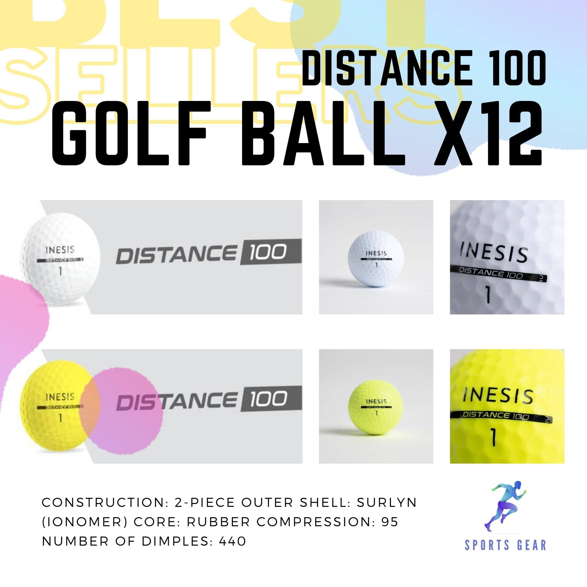 INESIS กอล์ฟ ลูกกอล์ฟ Distance 100 Golf Ball X12 ( ลูกกอล์ฟ รุ่น ...