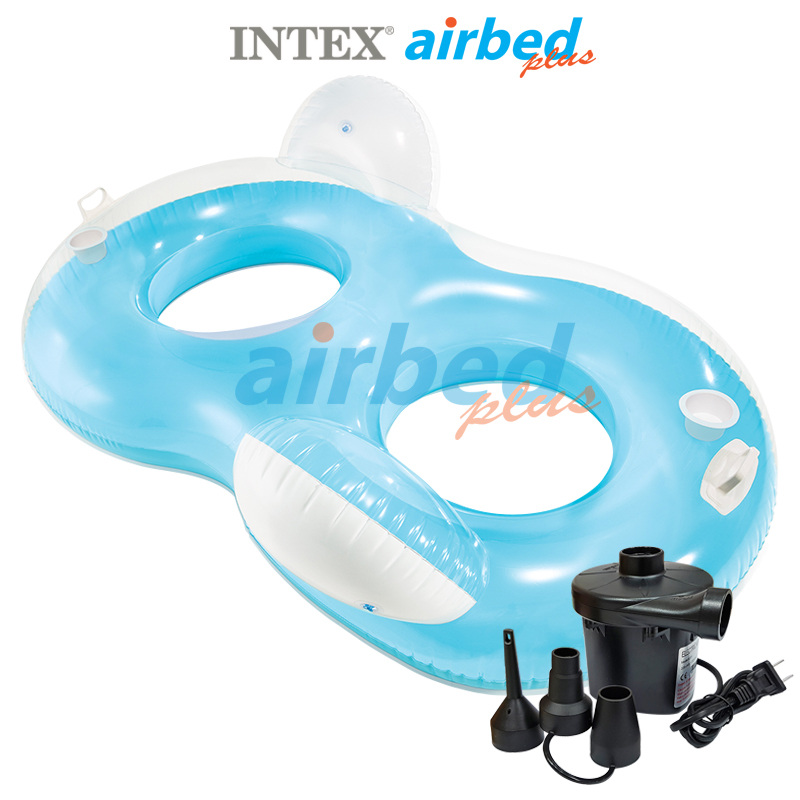 Intex แพกลมคู่ มีพนักพิง 1.98x1.17 ม. รุ่น 56800 + ที่สูบลมไฟฟ้า - airbedplus - ThaiPick