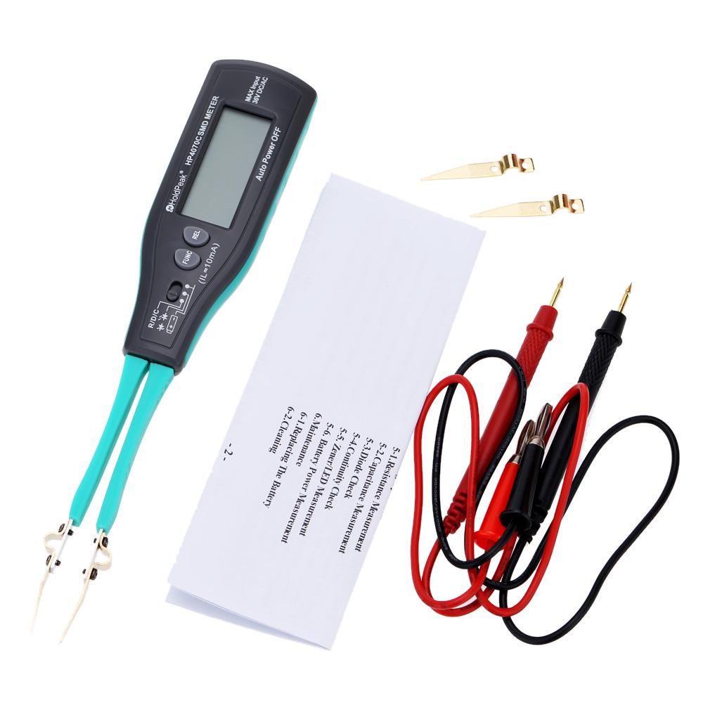 HoldPeak HP-4070C Handheld Smart SMD Tester Tweezers Resistor Capacitor ...