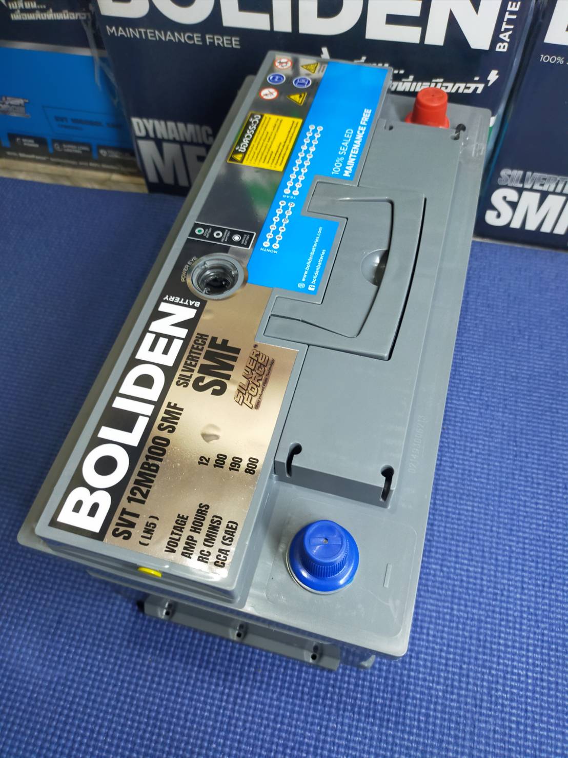 แบตเตอรี่ Boliden SVT 12MB100DIN100 หรือขั้วจม SMF แผ่นธาตุ 19 แผ่น 100 Ah ขนาด 35x17.5x19 ซม. ...