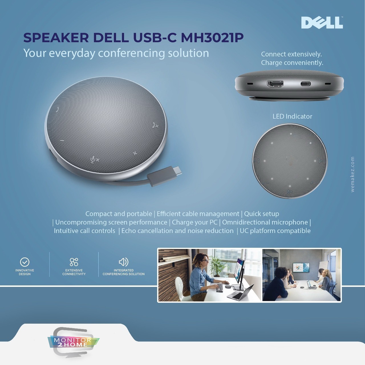 Dell Mobile MH3021 USB-C Multi-Port Adapter and Speakerphone ปรับประกัน ...
