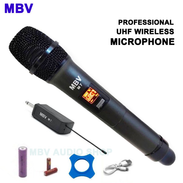 MBV ไมค์โครโฟน ไมค์ลอยแบบพกพา ชุดรับ-ส่งไมโครโฟนไร้สาย ไมค์เดี่ยวแบบมือถือ Wireless Microphone ...
