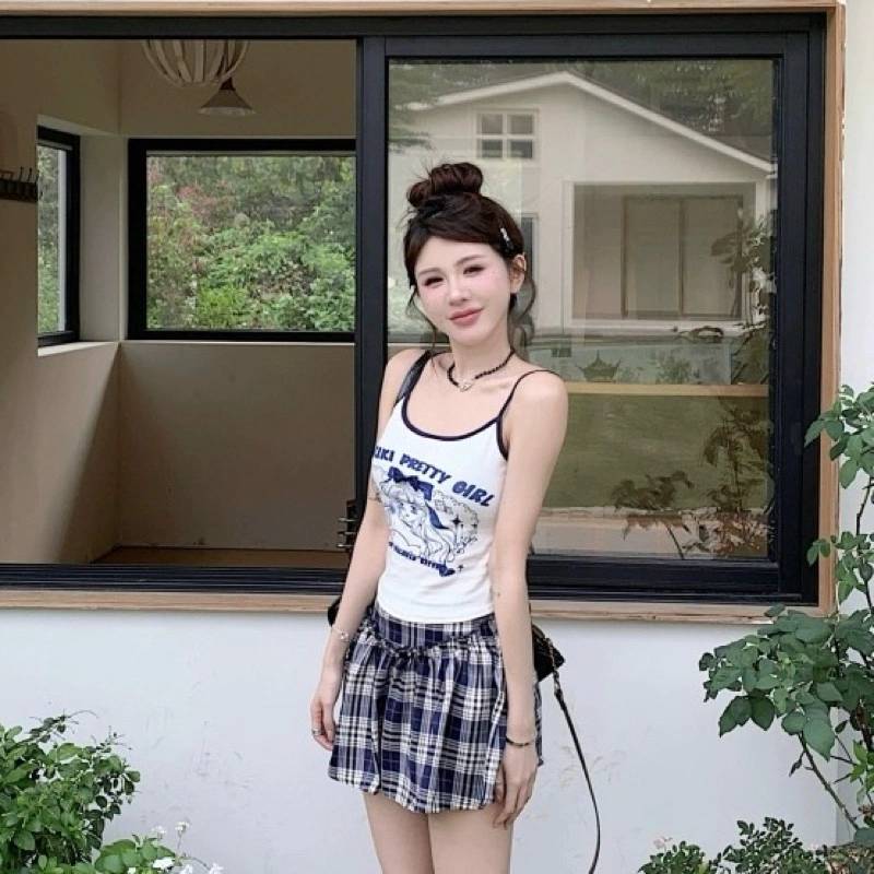 Smallgirl(Q251)เสื้อสายเดี่ยว ลายเซล่ามูน แต่งโบว์เล็กๆ สีโบว์ตามสีขอบ น่ารักมากๆ | Lazada.co.th