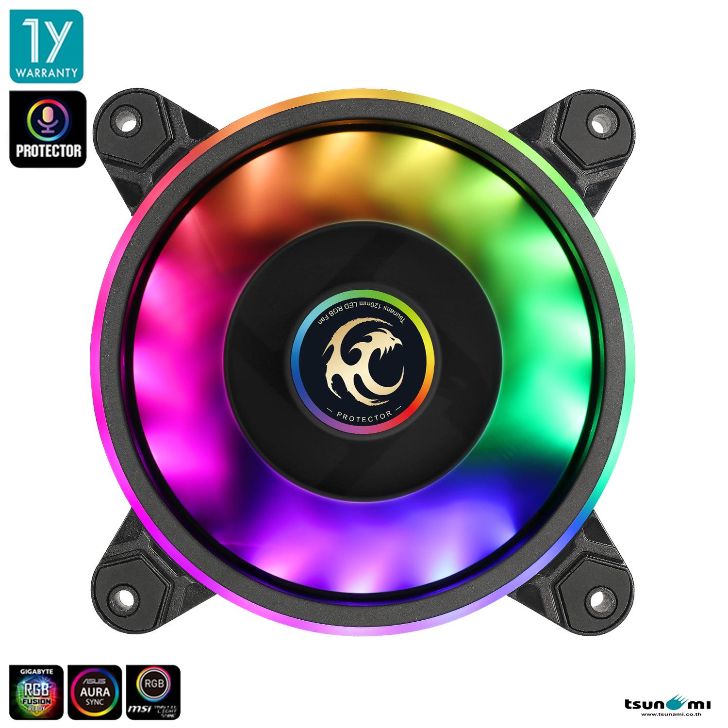 พัดลมระบายความร้อน Tsunami Protector 1262 (ARGB Ready) 12CM Multi ...