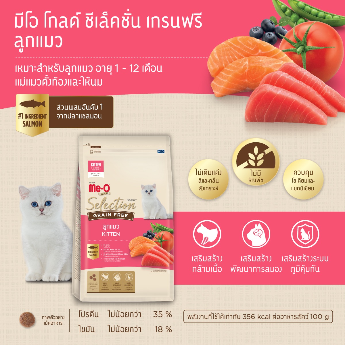 Me-o Gold Selection Grain free อาหารแมว มีโอ โกลด์ ซีเล็คชั่น ขนาด 1 ...