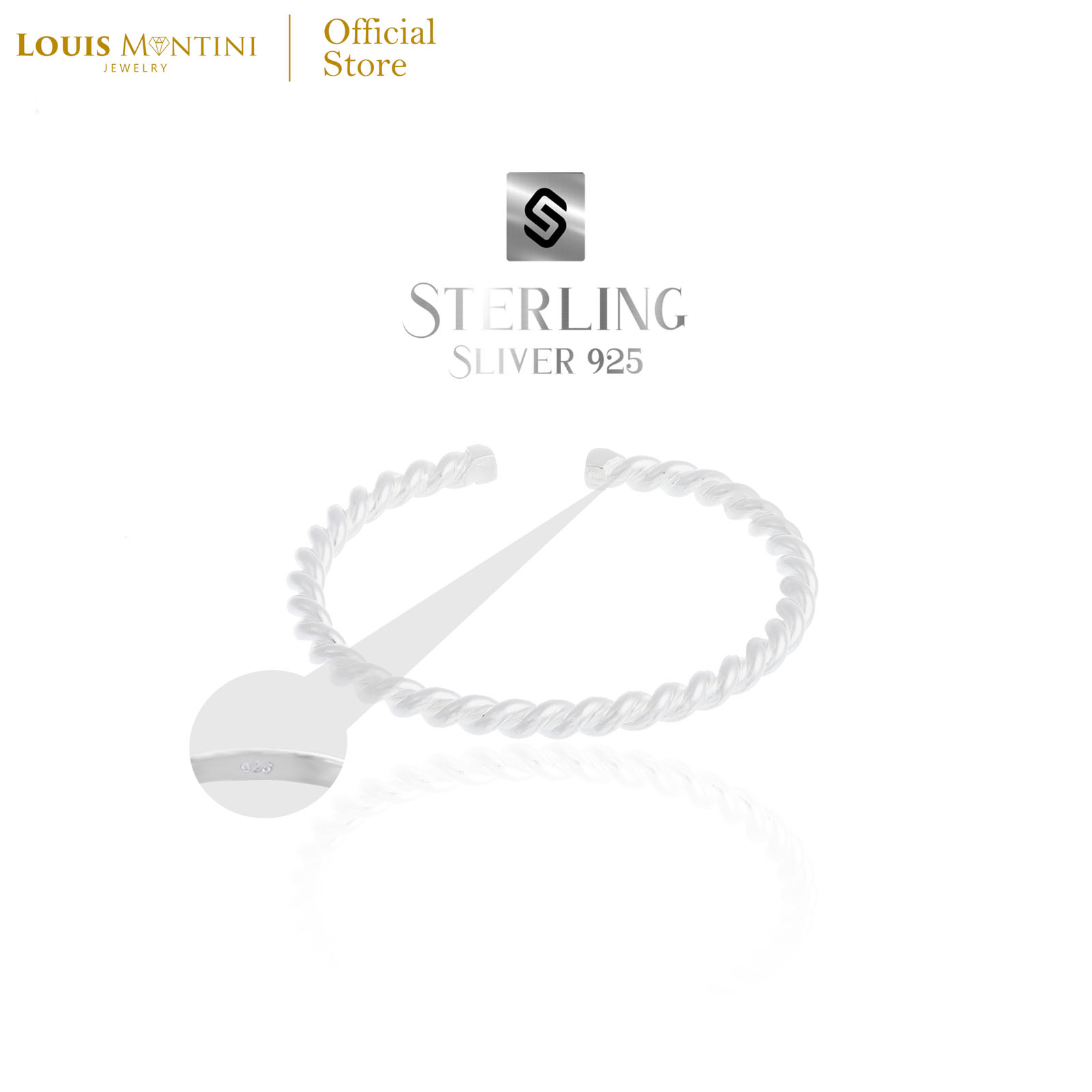 Louis Montini (Jewelry) Sterling Silver 925 Bracelet สร้อยข้อมือเงินแท้ 92.5 กำไลข้อมือผู้หญิง ...