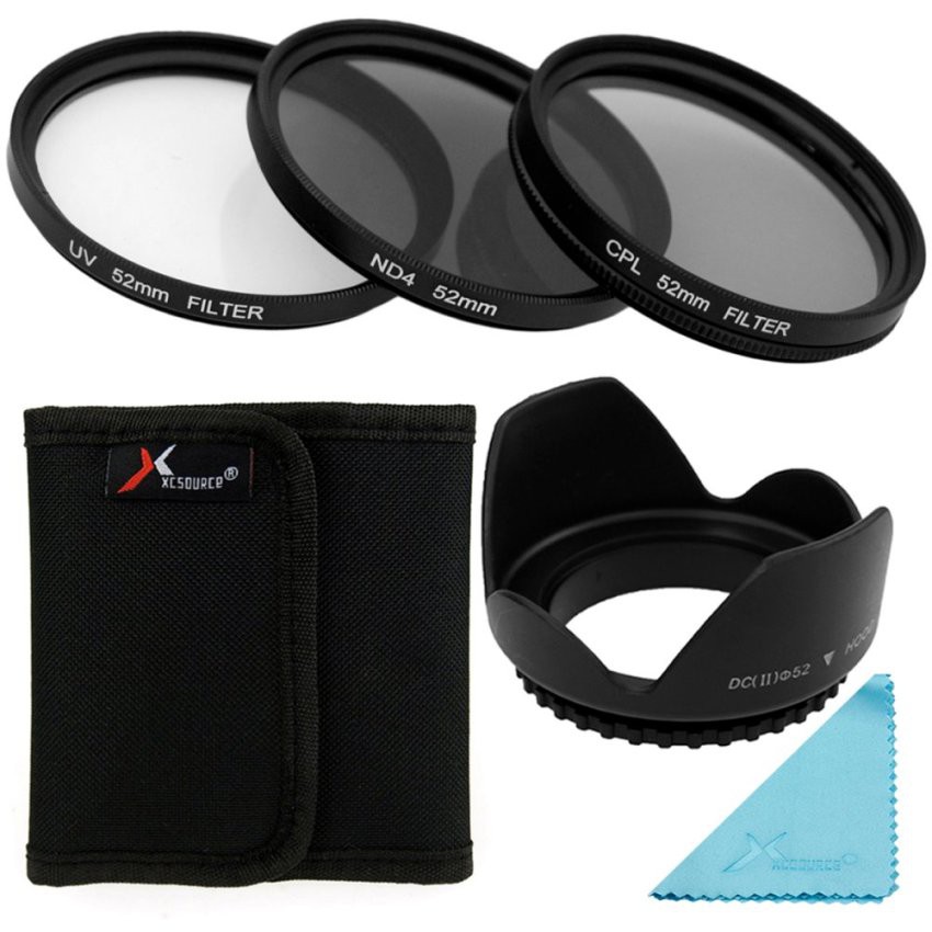 XCSource ชุดเลนส์ฟิลเตอร์ UV CPL ND4 Filter + Lens Hood 52mm สำหรับ ...