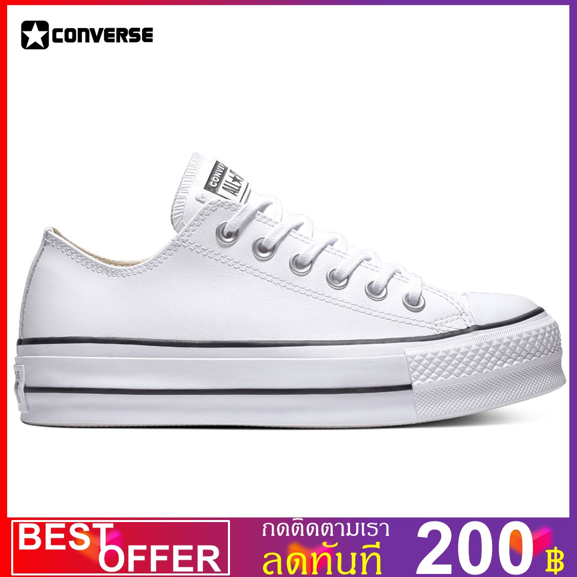 [[ ลิขสิทธิ์แท้ ]] CONVERSE หน้ง White Leather Chuck Taylor All Star ...