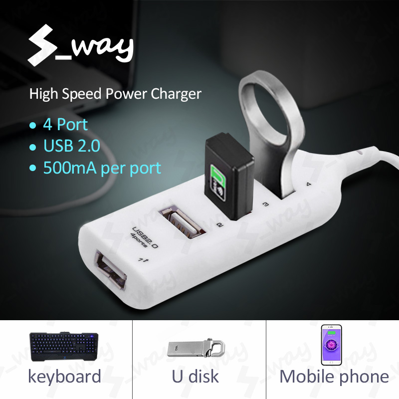 High Speed 4 Port USB 2.0 Multi HUB Power Charger Splitter Expansion ...