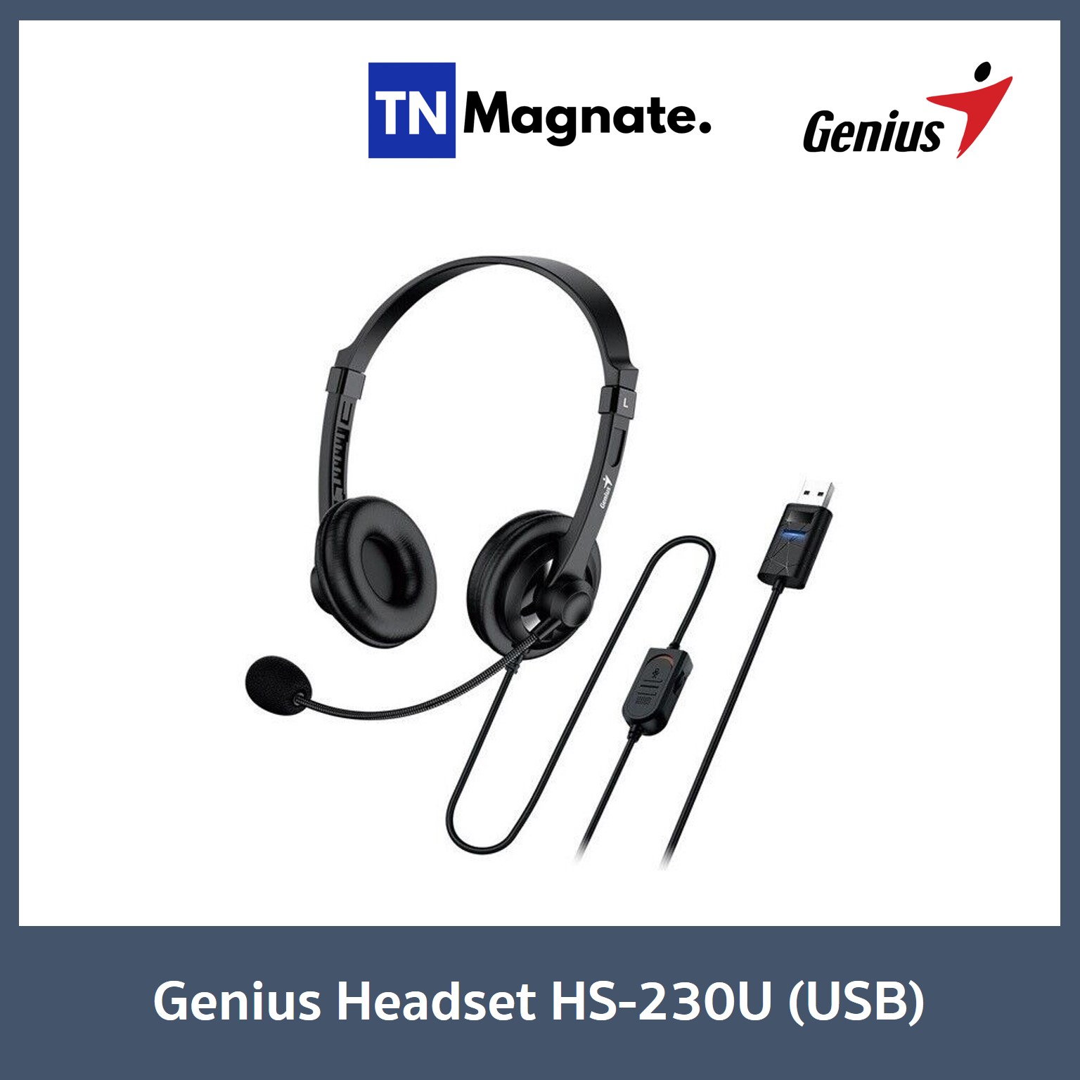 [หูฟังพร้อมไมค์] Genius Headset HS-230U Black | Lazada.co.th