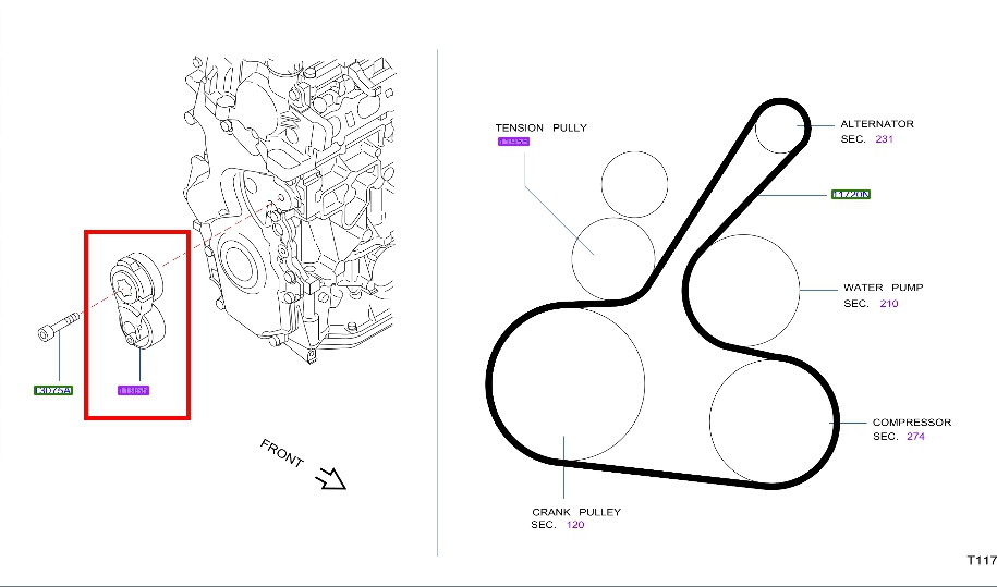 สายพานพัดลม NISSAN T31 J32 MR20 11720-EN20B (เป็นอะไหล่แท้ Nissan) รหัส ...