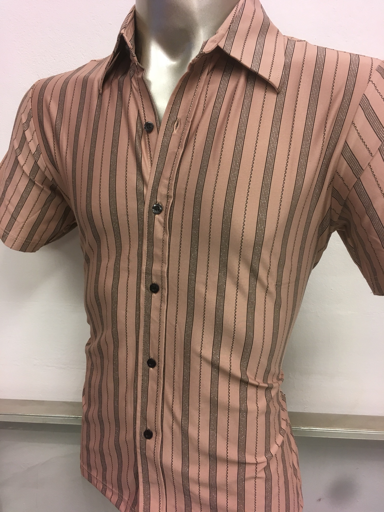 เสื้อเชิ้ตแขนสั้นวินเทจผ้าเกาหลีน้ำตาลทอง - maenkind - ThaiPick