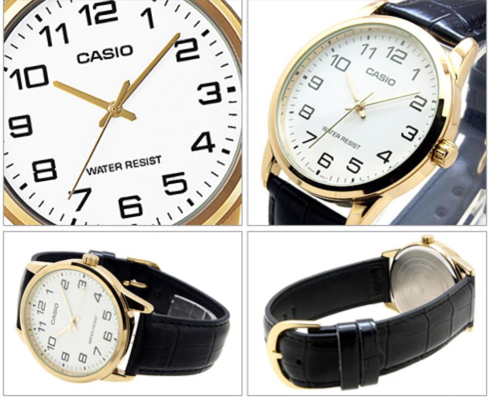 Casio Men's Watch Black Leather Strap Model MTP-V001GL-1B Black MTP ...