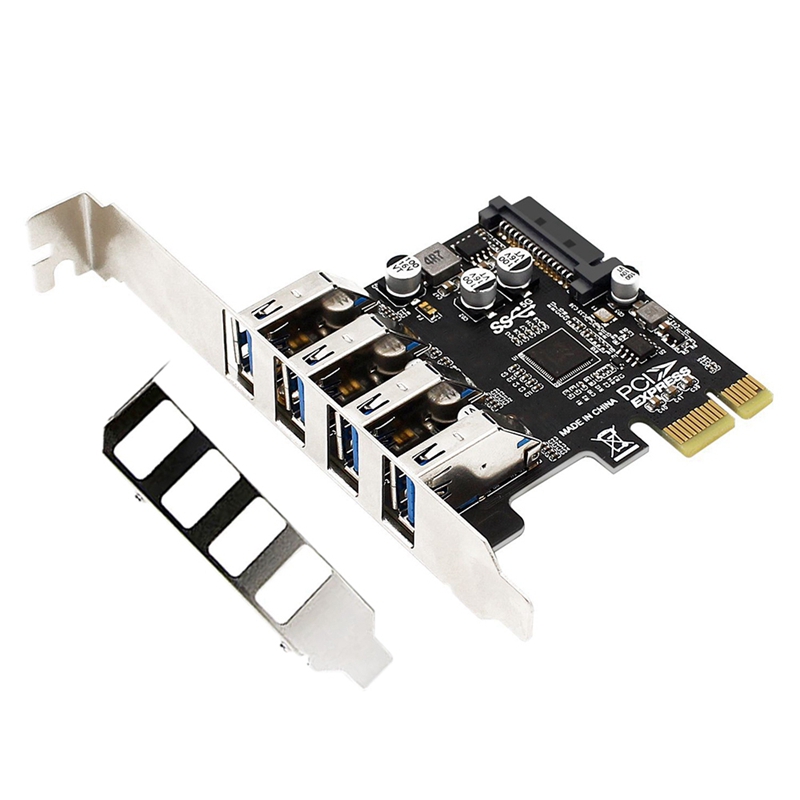 【Ready Stock&COD】PCIe to USB3.0 Expansion Card 4-Port 2U/4U Chassis Dual Power Supply 5Gbps Rate ...