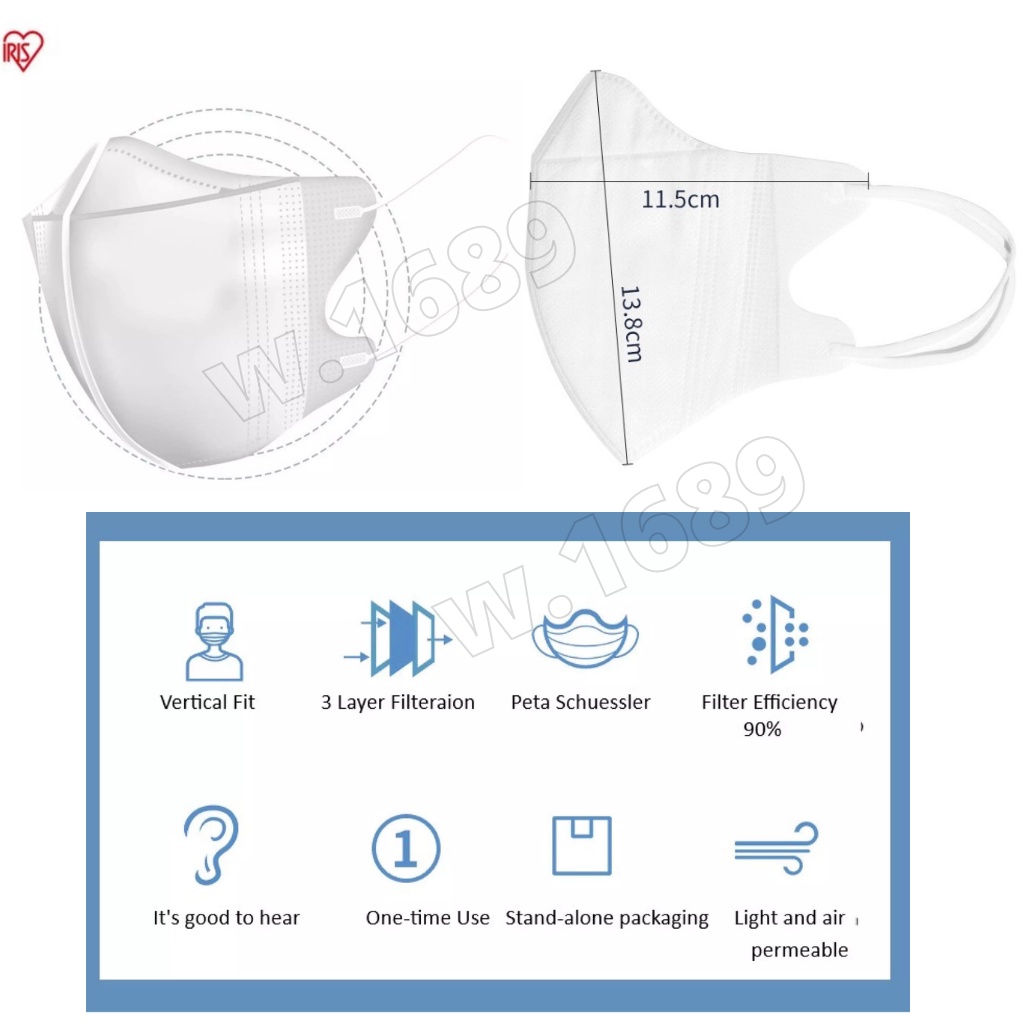 (พร้อมส่ง)IRIS Ohyama 3D Mask กล่อง50ชิ้น หน้ากากอนามัยญี่ปุ่น IRIS ...