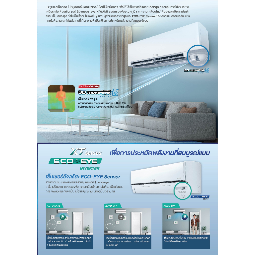 เครื่องปรับอากาศ มิตซูบิชิ อิเล็คทริค Mitsubishi Electric รุ่น Mr.Slim ECO EYE INVERTER XT ...