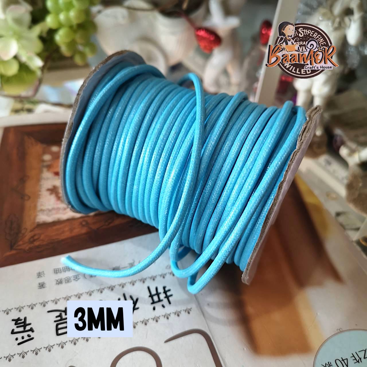 3MM #115 (มีให้เลือกสองขนาด) เชือกหนัง เชือกแว๊กซ์ เกาหลี เส้นกลม 3 มิล ...