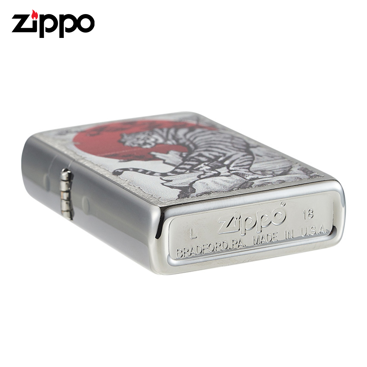 Zippo Asian Tiger Design Brushed Chrome Pocket Lighter Zippo 29889 ...