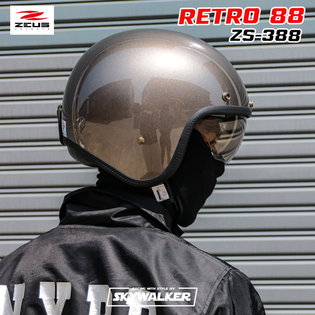 หมวกกันน็อค ZEUS Helemts Zs-388 RETRO 88 Vintage รองรับการติดตั้ง ...
