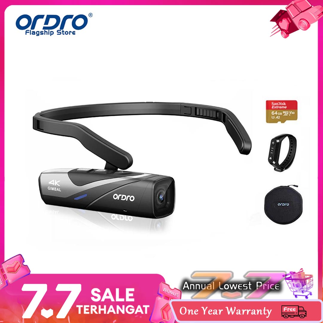 ORDRO EP8 20MP 4K 60fps Ultra HD Head-mounted First-person View Vlog Camera Portable PTZ Anti ...