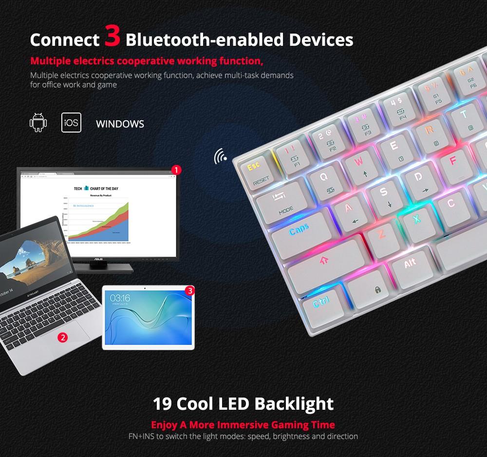 (White/Black) (blue/red switch) MOTOSPEED CK62 Wired Bluetooth Dual ...