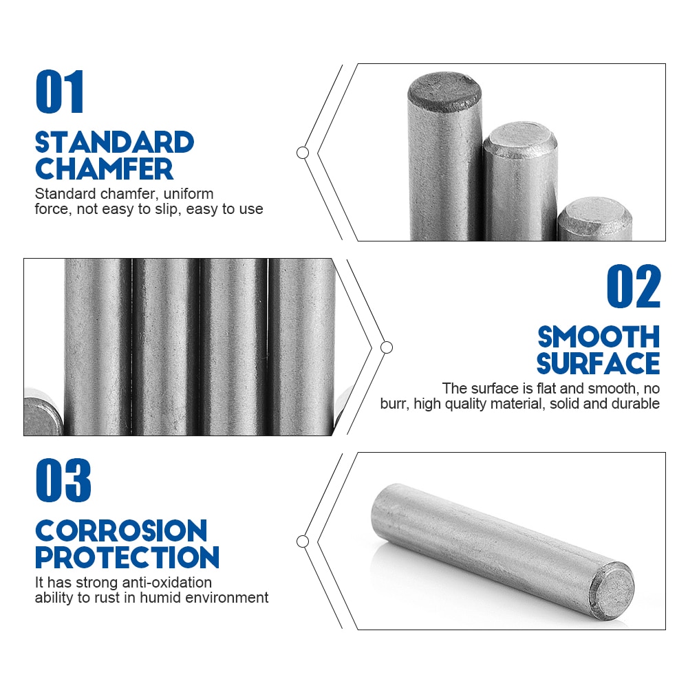 NINDEJIN 5-50pcs metal dowel pins stainless steel m2 m2.5 m3 m4 m5 m6 ...