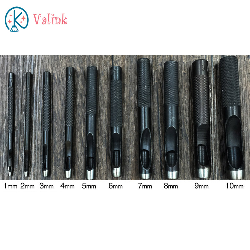 Valink 10 Pcs Round Carbon Steel Leather Craft Shank Hollow Hole Punch ...