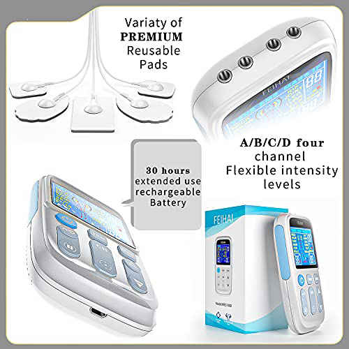 Four Channel TENS Unit EMS 20 Modes Muscle Stimulator for Pain Relief ...
