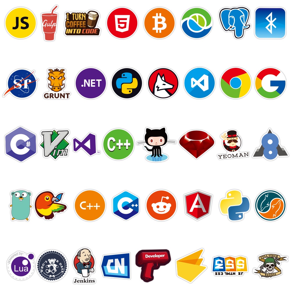 สติ๊กเกอร์ แกรมเมอร์ 108 PCS Programming Sticker Developer Technology ...