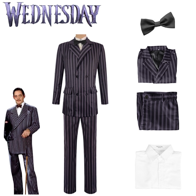 Wednesday Cosplay Costume The Addams Family Gomez Addams Suit Morticia ...