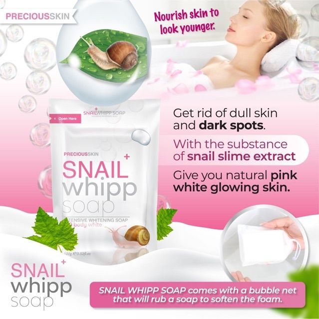 PST Snail Whipp Soap Intensive Whitening Soap x10 Body White 120g ...