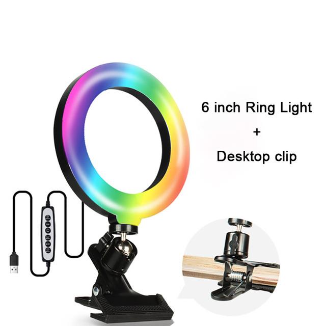 ∏ 6 inch RGB Selfie Ring Light 33Colors USB Fill Ring Lamp 16cm with ...