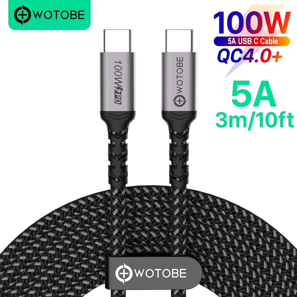 USB C Cable WOTOBE Long 10ft USB Type C 5A E Mark 100W PD Fast Charging ...