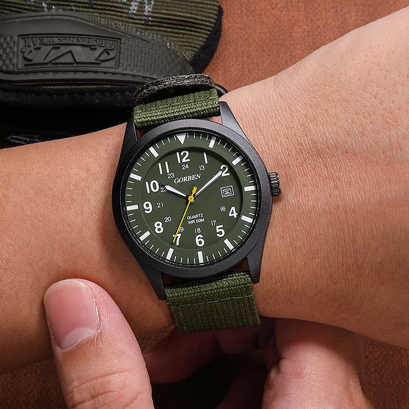 Military Watch for Men Luminous Hands Sport Nylon Belt Quartz Wrist ...