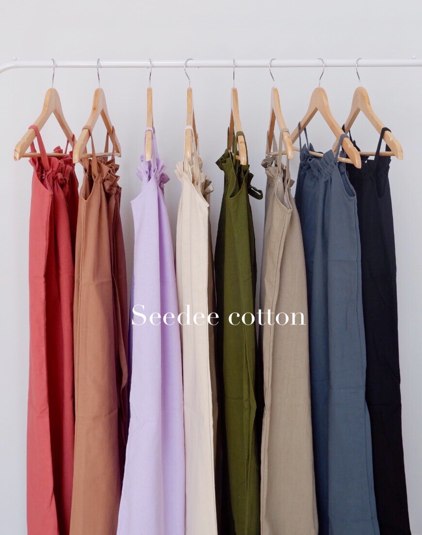 ชุดเดรสผ้าฝ้าย สม๊อก หน้า-หลัง แถมฟรีผ้าโพกผม เซ็ทผ้าฝ้าย สไลต์มินิมอล ...