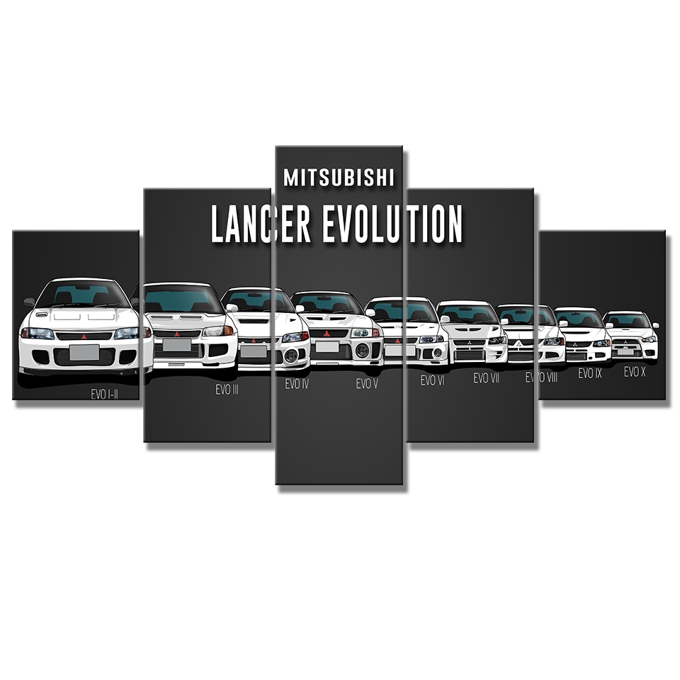 Canvas Painting Print Modular Artwork Modern 5 Pieces Mitsubishi lancer ...