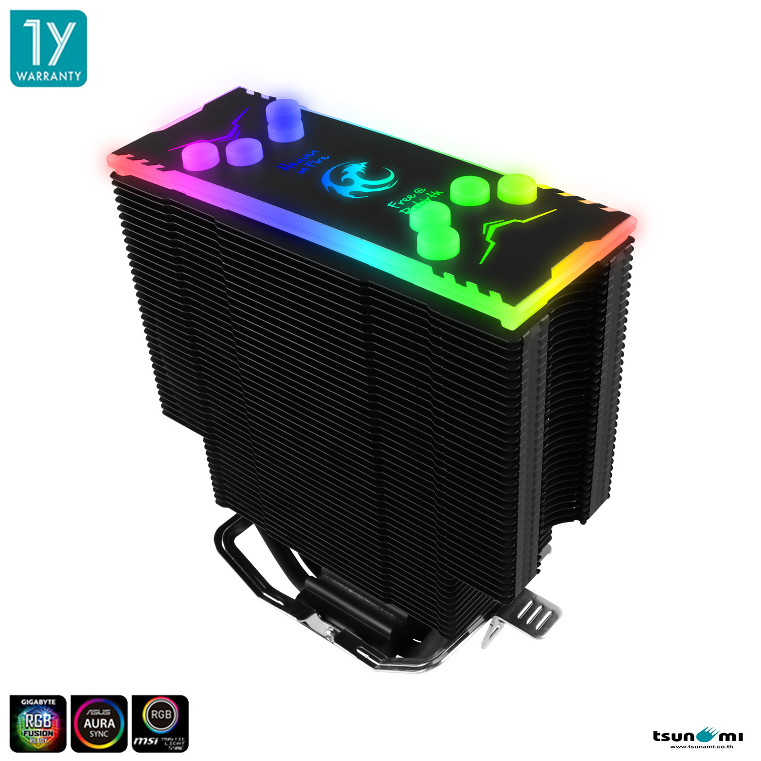 Tsunami Protector 1264K Quad-Pipes (150W) P.W.M. ARGB CPU Cooler ...